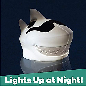 GAME 12902-BB Solar Light-Up Shark Pool 3-inch Tablet Chlorine Dispenser LED Light Sensor, Grey, 6.54” x 9.25” x 12.48