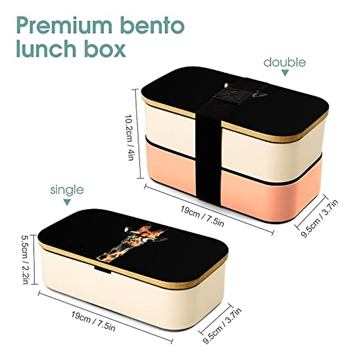 Giraffe with Sunglasses Bento Lunch Box Leak-Proof Bento Box Food Containers with 2 Compartments for Offce Work Picnic Yellow-Style