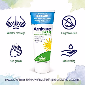 Boiron Arnicare Cream for Relief for Joint Pain, Muscle Pain, Muscle Soreness, and Swelling from Bruises or Injury - Fast Absorbing and Fragrance-Free - 1.3 oz