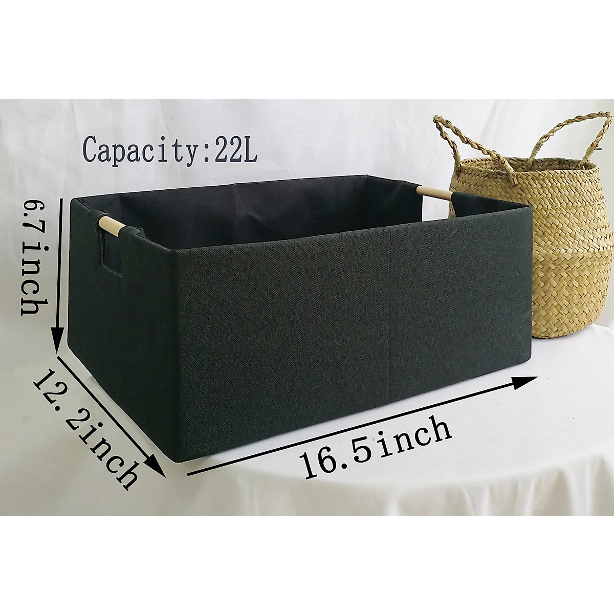 FUULOXE Storage Bin for Shelves Rectangle Closet Baskets Foldable Box with Handles, Gray Storage Bins, Storage Boxes for Home Office Car Dormroom