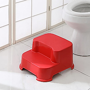 Toyvian Two Step Step Stools Toilet Potty Training Stool Non- Slip Foot Stool Bedside Step Stool for Kitchen Bathroom Bedroom Red