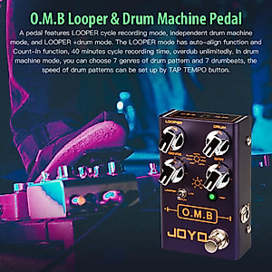JOYO Looper & Drum Machine Pedal (Looper Cycle Recording/Drum Machine/Looper+Drum) for Electric Guitar Effect (O.M.B R-06)