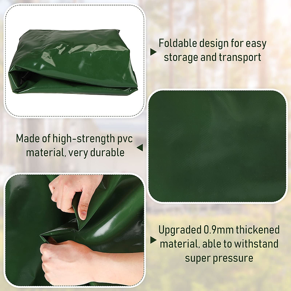 400L 106 Gallon Large Capacity Water Storage Bladder Foldable Water Bladder Tanks Portable Emergency Water Storage Tank Rainwater Bag Water Container for Drought Resistant Fire Fighting Agricultural