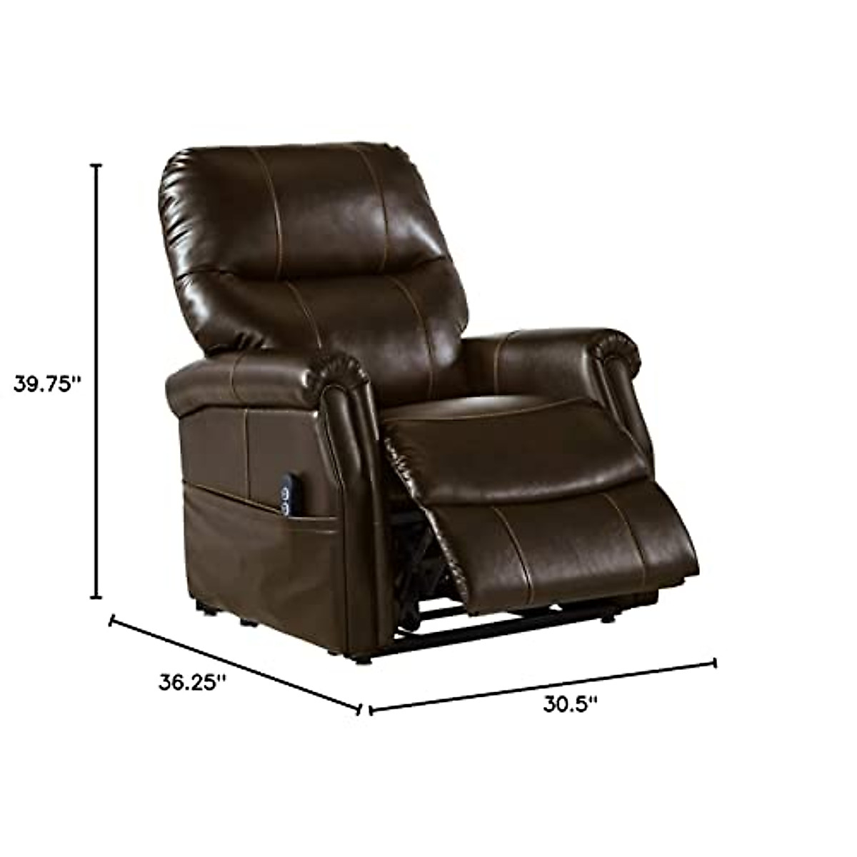 Signature Design by Ashley Markridge Faux Leather Modern Electric Power Lift Recliner for Elderly, Brown