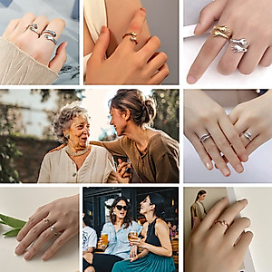 papasgix Hug Ring for Women 925 Sterling Silver,Hug Rings Silver Hugging Hands Open Promise Ring Jewelry Hug Hands Mens Rings Couples Wedding Bands (Silver)