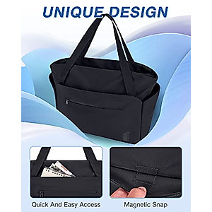 BAGSMART Women Tote Bag Large Handbag Tote With Zipper Black Shoulder Bag With Pocket (Black-1)