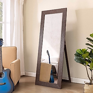 Full Body Mirror with Stand Wooden Framed Floor Length Mirror Stand Up Mirror Full Length Mirror with Stand Mirror Full Length Large Freestanding Leaner Mirror Faux Wood Mirror with Stand – Espresso