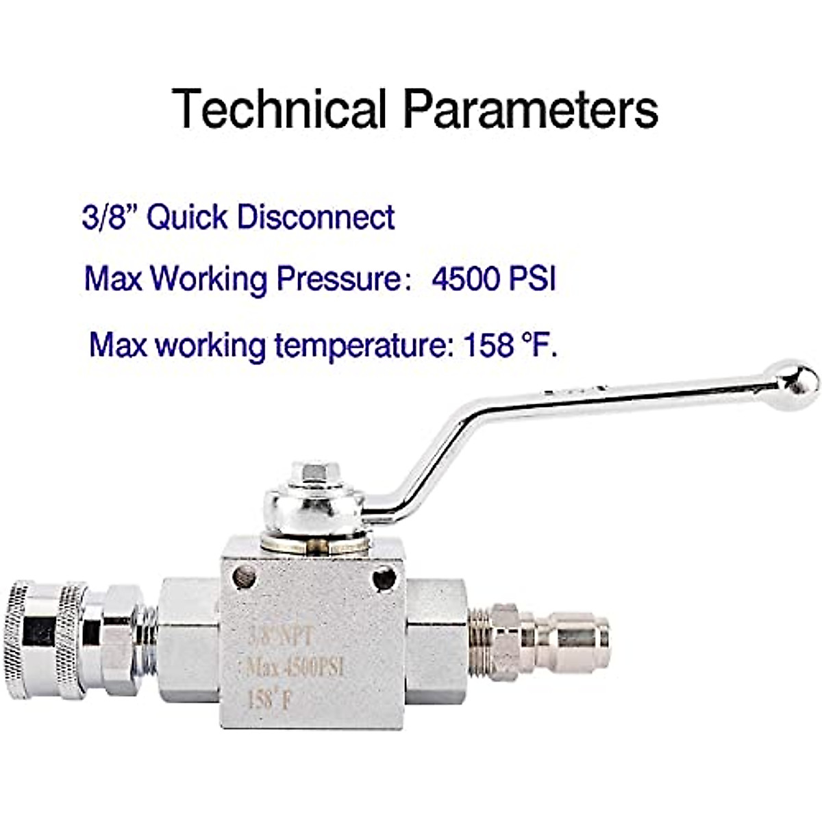 Toolly Stainless Steel High Pressure Washer Ball Valve Kit, 3/8 Inch Quick Connect for Power Washer Hose, 4500 PSI