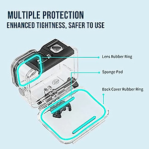 ZLMC 60M Waterproof Case for GoPro Hero 11 10 9 Black, Protective Underwater Dive Housing Shell + Holding Selfie Stick Floating Stick for Go Pro Hero 11 Hero10 Hero9 Action Camera