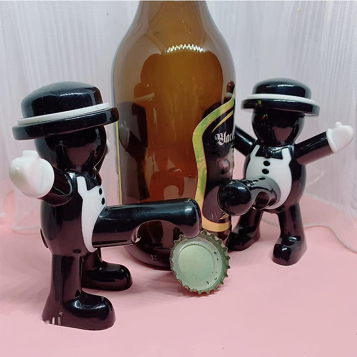 2 Pack Gentleman Bottle Openers, Unique Beer Beverage Bottle Opener for Home, Bar and Restaurant Per Box(Metal)