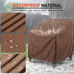 Arcedo Waterproof Patio Chair Covers, Heavy Duty Outdoor Lounge Chair Covers, Patio Furniture Covers for Lawn Garden Swivel Rocking Chairs, All Weather Protection, 34"W x 37"D x 36"H, 2 Pack, Brown