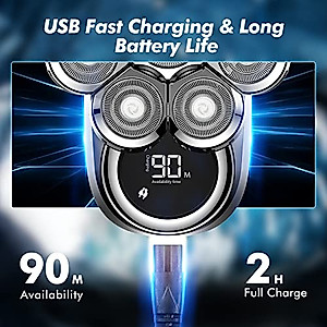 Bald Head Shaver, Upgrade 8D Floating Head Shaver for Bald Men,6-in-1 with Nose/Hair/Body Trimmer, Electric Razor Bald for Men IPX7 Waterproof, Wet/Dry Mens Grooming Kit,LED Display, USB Rechargeable