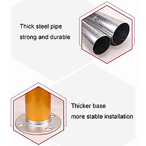 NOGRAX Fixed Parking Bollard Made of Steel Parking Space Lock with Reflective Security Bollards for Driveway Durable Security Posts Parking