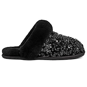 UGG Women's Scuffette Ii Chunky Sequin Slipper, Black, 5