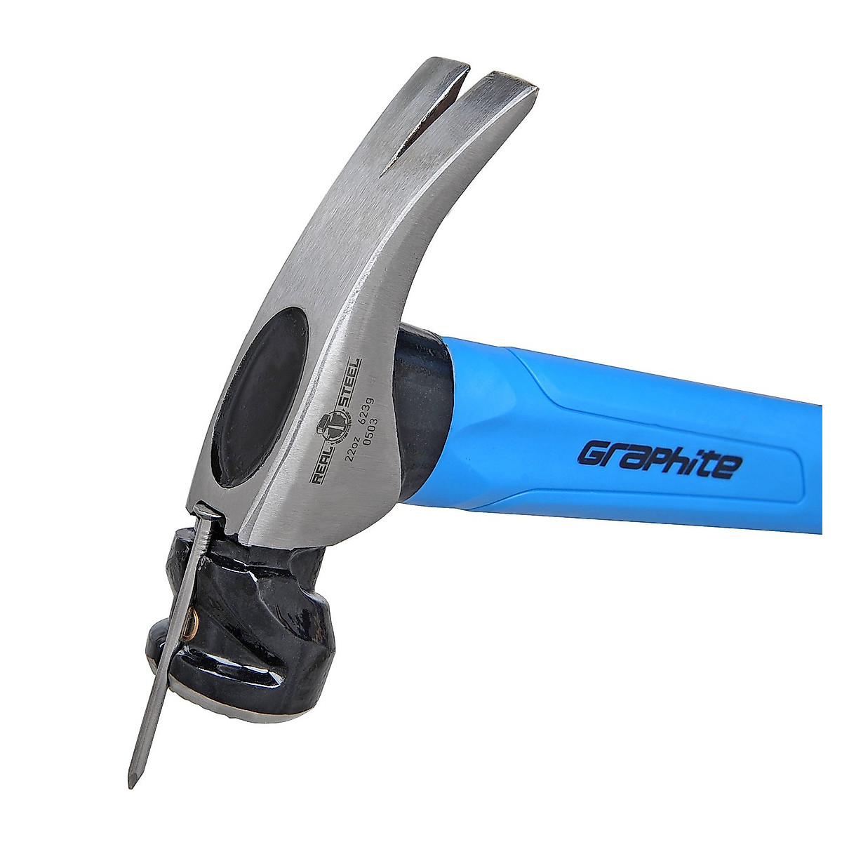 REAL STEEL Jacketed Graphite Magnetic 22 Oz Head Milled Face Framing Hammer with Straight Claw 0503