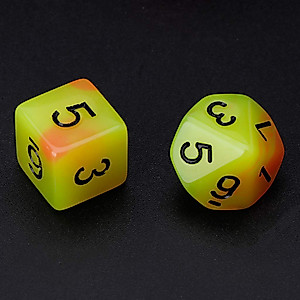7pcs/Set Luminous Polyhedral Sided Dice D4 D6 D8 D10 D12 D20 Set for Dungeons & Dragon D&D RPG Poly Game