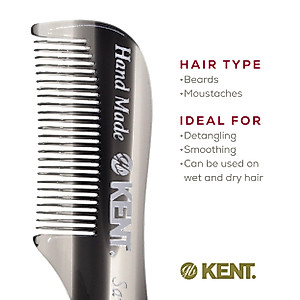 Kent A 81T Graphite X-Small Men's Beard Mustache Pocket Comb, Fine Toothed Pocket for Facial Hair Grooming and Styling. Hand-Made of Quality Cellulose Acetate, Saw-cut Hand Polished. Made in England