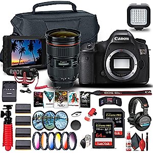 Canon EOS 5DS DSLR Camera (Body Only) (0581C002) + 4K Monitor + Canon EF 24-70mm Lens + Pro Mic + Pro Headphones + 2 x 64GB Memory Card + Case + Filter Kit + Corel Photo Software + More (Renewed)