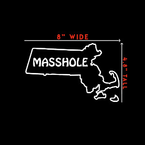 Masshole Massachusetts Sticker Decal Notebook Car Laptop 8" (White)