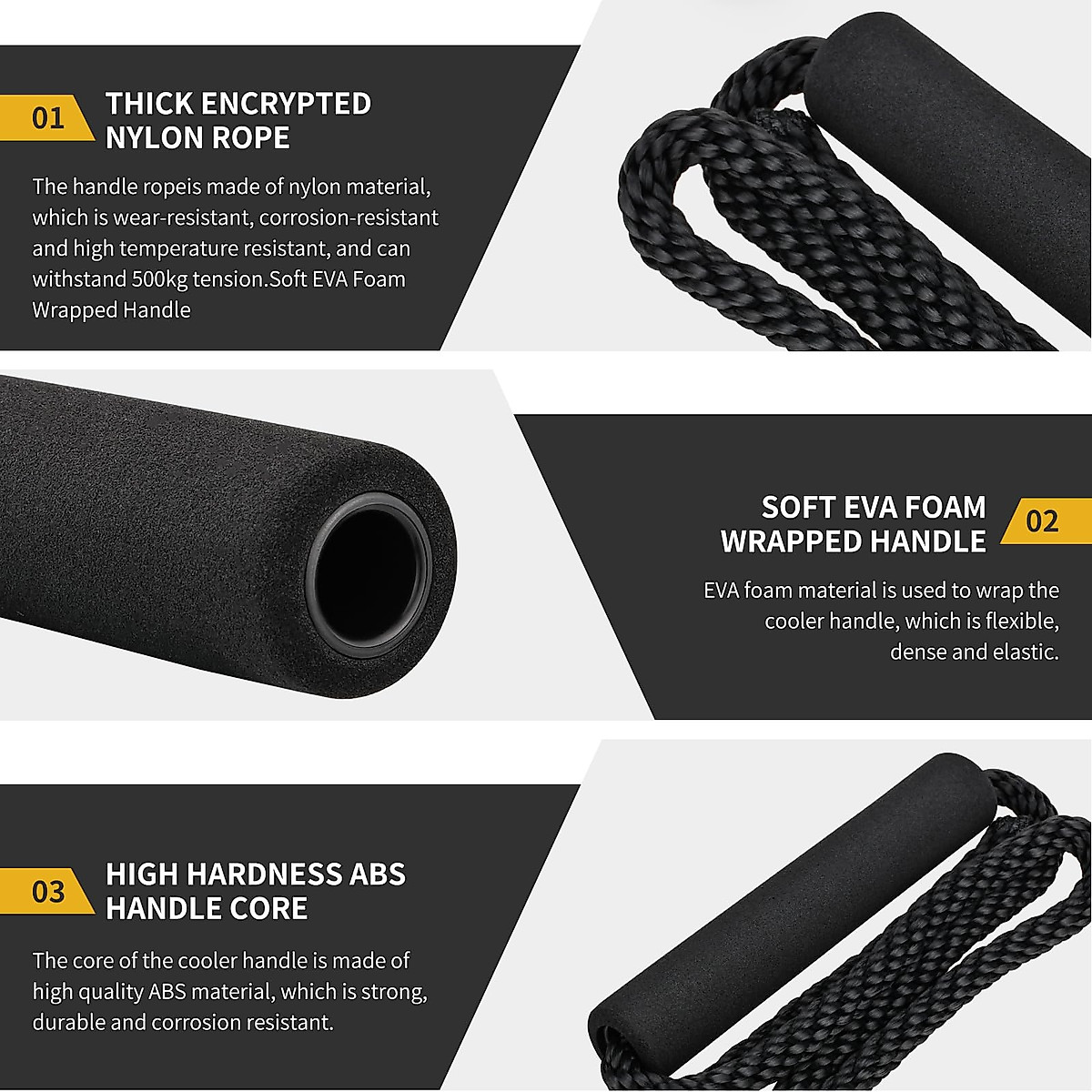 Gnellkoor Marine Grade Polyester Cooler Handles for YETI & RTIC Coolers, 2 Pack, Replacement for Part #20110010014