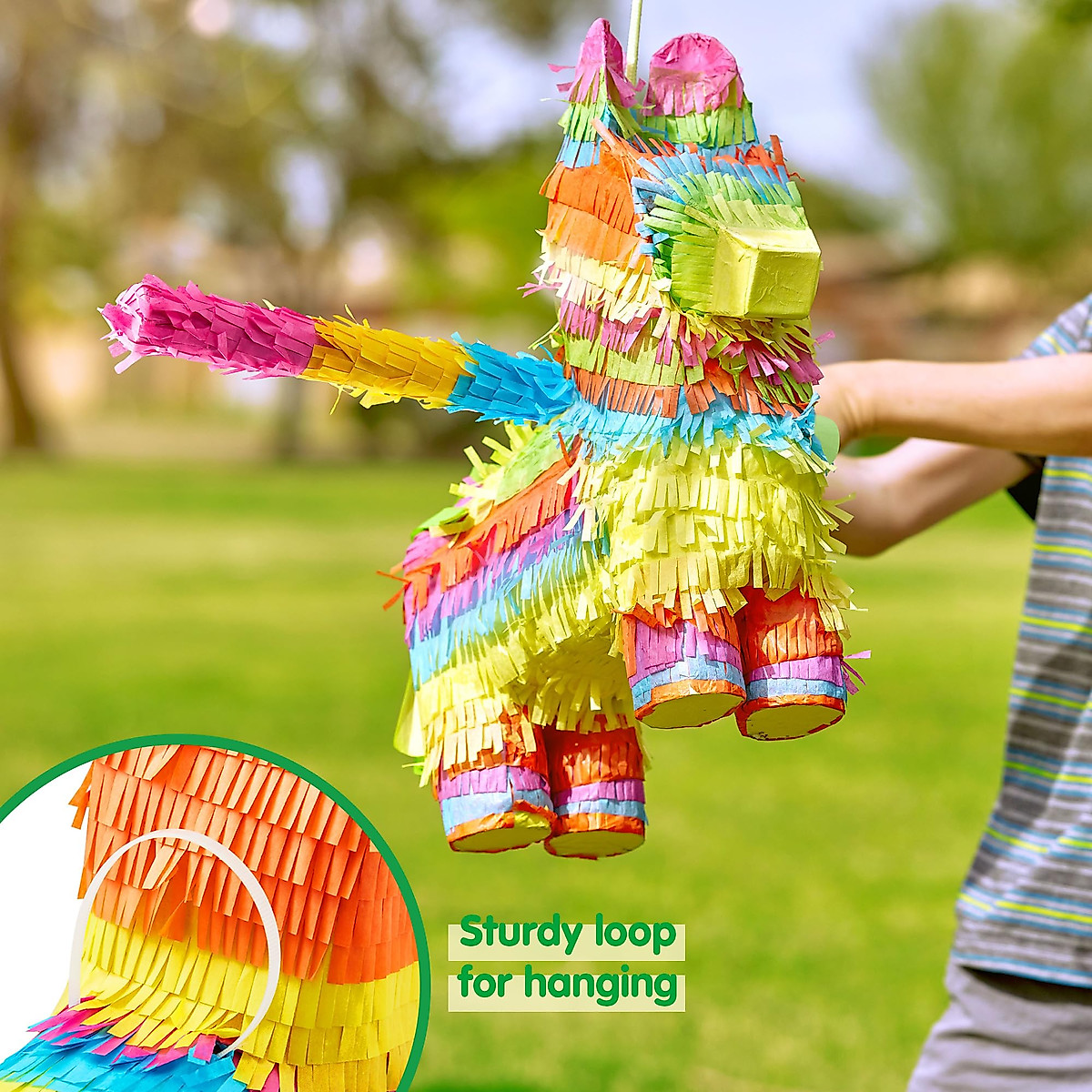 Cinco De Mayo Donkey Pinata for Kids Birthday Party, (13 x 20 x 5 in.) for Fun Fiesta Taco Party Supplies, Luau Event Photo Props, Mexican Theme Decoration, Carnivals Festivals, Taco Tuesday Event
