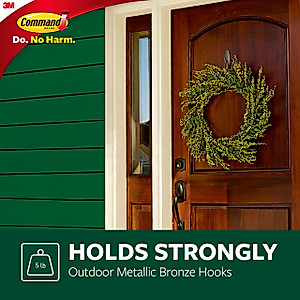 Command Outdoor Large Hooks, Bronze, Holds up to 5 lbs, 3-Hooks, 4-Strips, Decorate Damage-Free