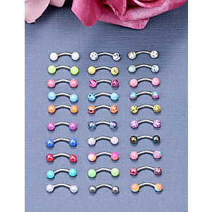 Vsnnsns 16G Rook Earrings Tragus Earring Stud Cartilage Helix Earrings Hoop Snug Piercing Jewelry Stainless Steel Curved Barbell Eyebrow Rings 6mm