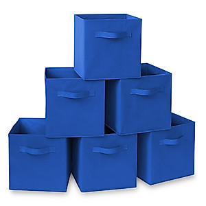 Casafield Set of 6 Collapsible Fabric Cube Storage Bins, Royal Blue - 11" Foldable Cloth Baskets for Shelves, Cubby Organizers & More