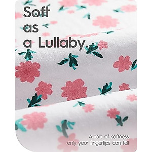 Graco Pack N Play Sheets Fitted, TotBasic Buttery Soft Portable Crib Sheets, Super Stretchy Jersey Cotton Pack and Play Sheet, Mini Crib Sheets Floral, 2 Pack Playard Sheets Cute Flower, Green & Pink