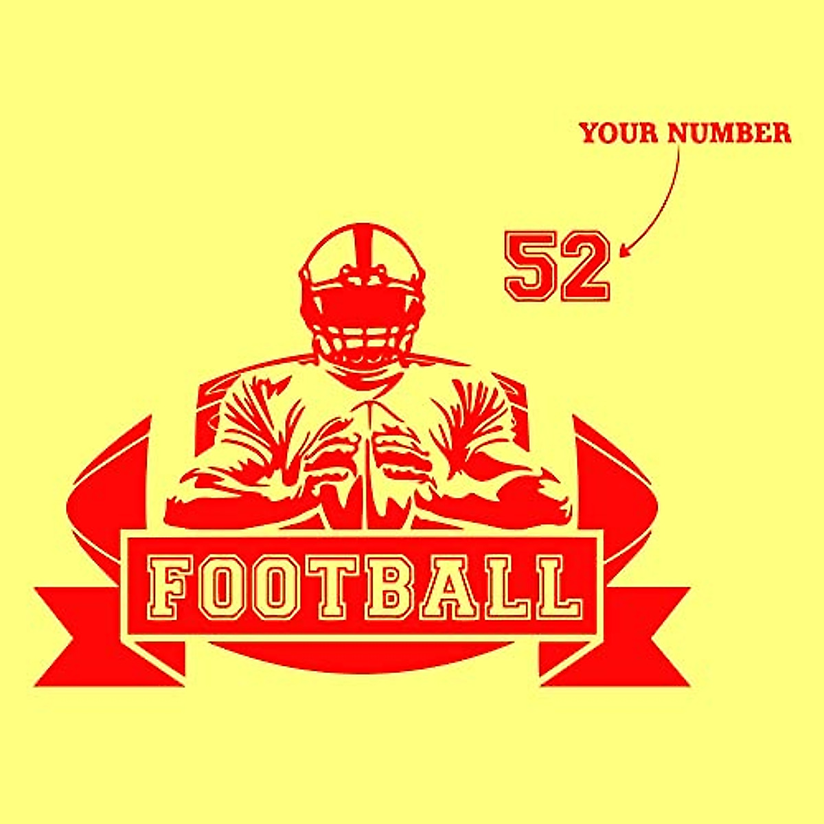 Football Personalized Custom Number Football Player Wall Vinyl Decal Sticker - Graphic Play Decor Kids Bedroom Team Touchdown - Sport B - / Man-Caves, Playroom kids bedroom (Designs Fooball 7)
