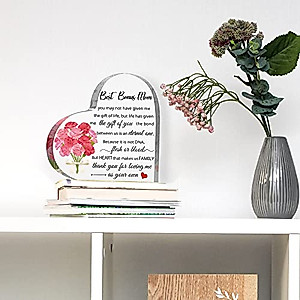 Bonus Mom Gifts Mom Son Stepdaughter Stepmom Stepson Gifts Crystal Glass Mom in Law Gift for Women Funny Clear Keepsake for Mother's Day Birthday Wedding (Thoughtful)