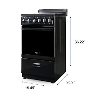 Premium Levella PRE2027GB 20 in Freestanding Electric Range with 4 Coil Burners and 2.2 Cu. Ft. Single Oven Capacity with Lower Storage Drawer in Black