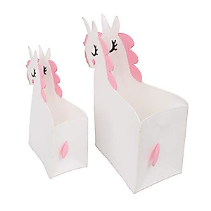 NoJo White Felt Unicorn Shaped 2Piece Nursery Storage Caddy Set, White, Pink