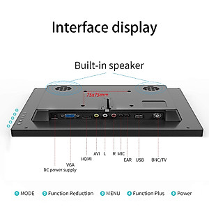 Thinlerain 13.3 inch Small PC Monitor Mini Monitor HDMI Monitor 1366x768 LED Monitor with HDMI VGA AV BNC USB Intput, for Fire Stick Computer Xbox Ras pi, Kitchen Monitor, Built-in Speaker