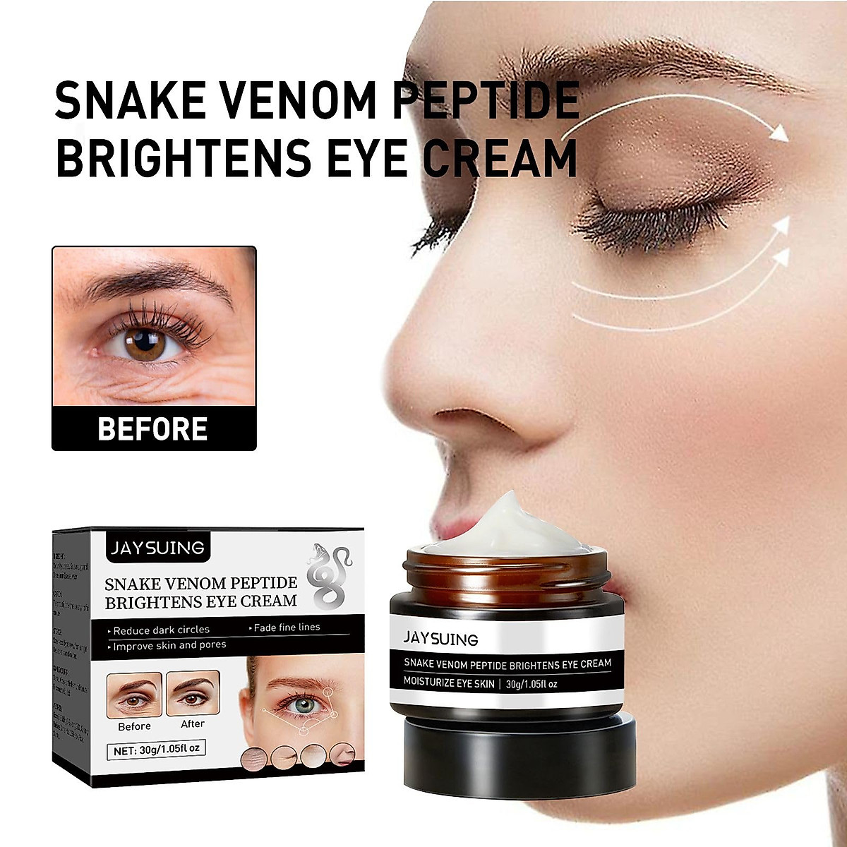 2 PCS Verfons Firming Eye Cream,Verfons Snake Venom Firming Eye Cream, Verfons Temporary Firming Eye Cream, Fades Fine Lines and Wrinkles