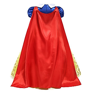 HIHCBF Girls Princess Snow White Costume Birthday Christmas Halloween Carnival Fancy Dress Up w/Cloak Accessories 4-5T