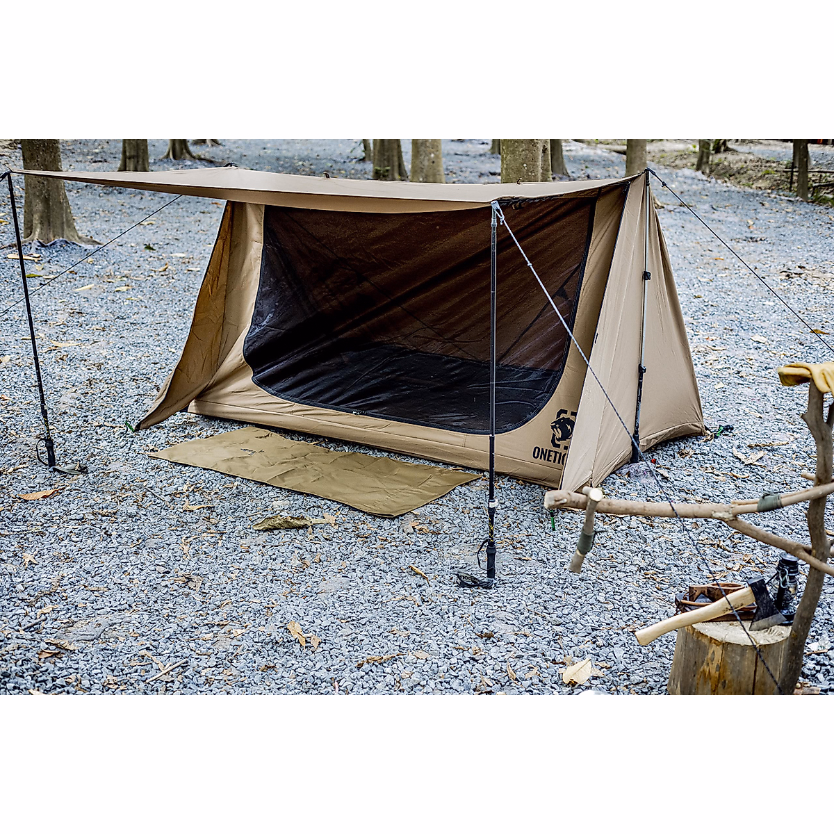 OneTigris Bushcraft Mat, Heavy Duty Tripod Chair Cloth, 500D Cordura Nylon Tent Door Mat, 50" x 26"