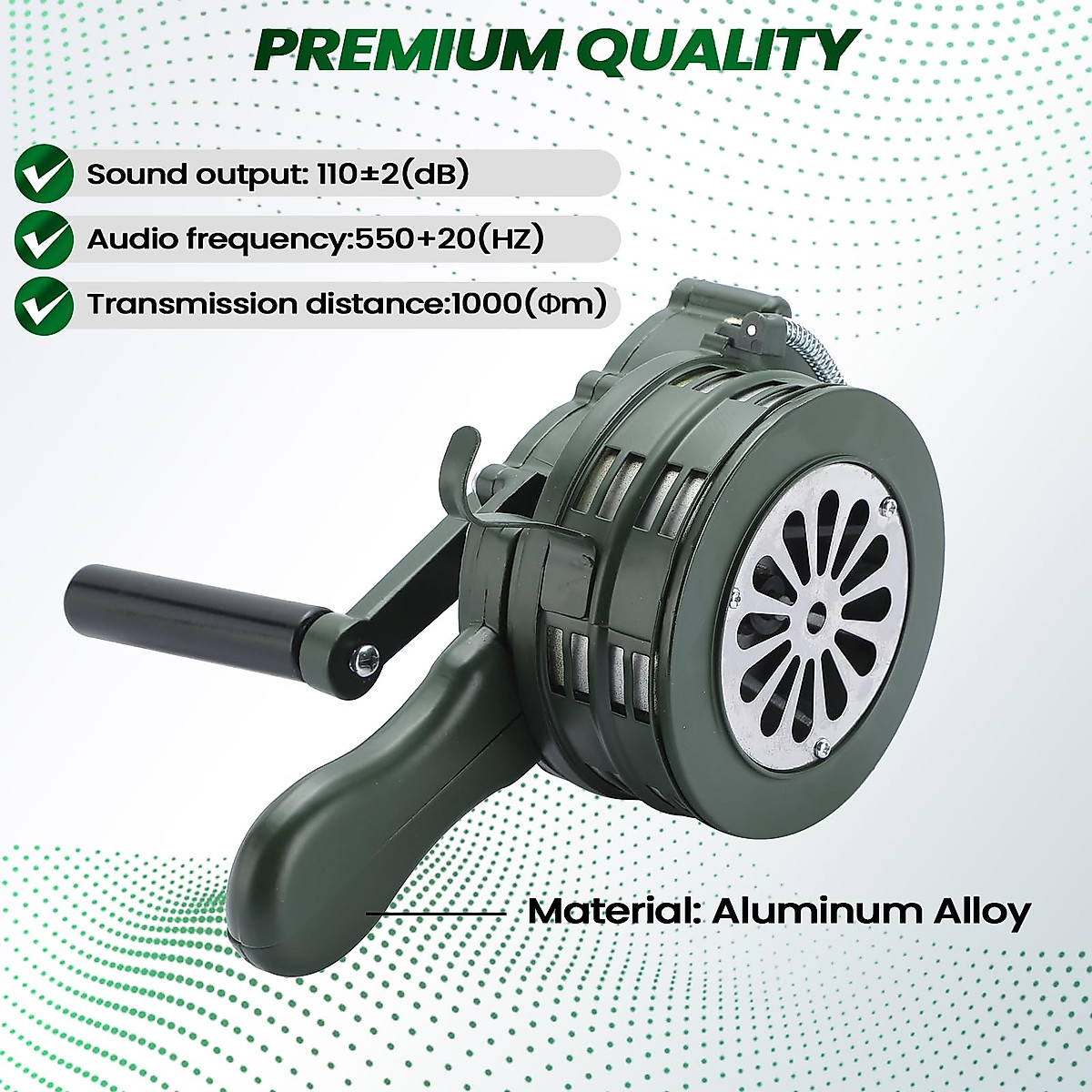 MAOPINER Handheld Air Raid Siren, 110db Hand Loud Crank Operated Air Raid Siren Home Self Protection Security Alarm Siren Aluminum Alloy Crank, Hand Crank Siren