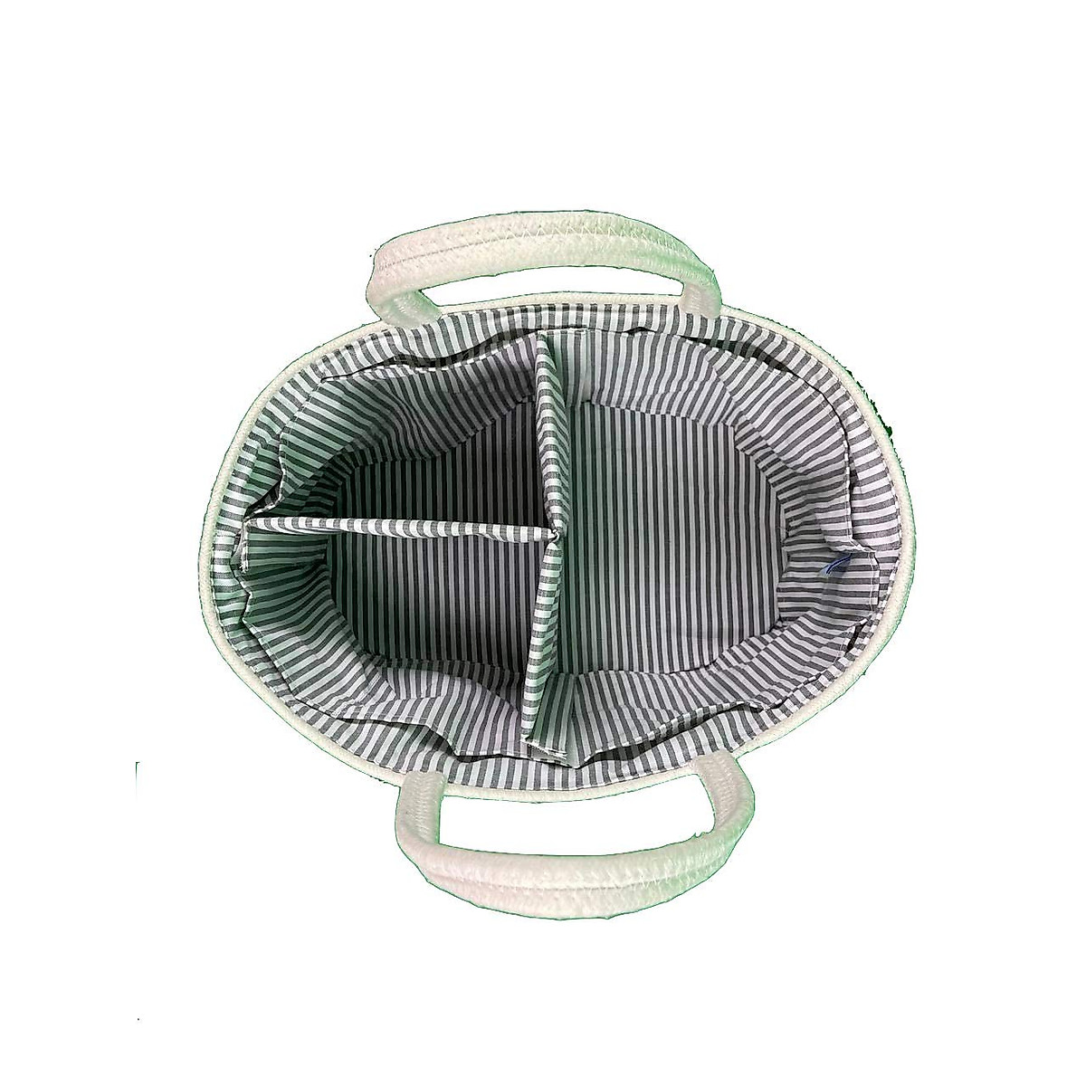 Baby Diaper Caddy Organizer | with Waterproof Changing Pad | 100% Cotton Rope Woven Basket | Portable Nursery Storage | for Boys and Girls | Travel Car Bin | 6 Inner Pockets | Removable Inserts