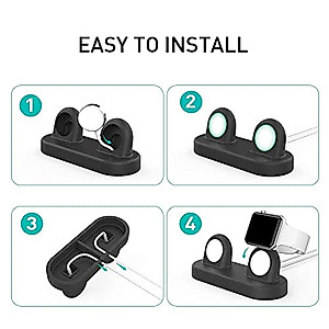 Delidigi Dual iwatch Stand Dock Silicone Charger Stand Compatible with Apple Watch Ultra SE2 Series 8 7 6 SE 5 4 3 2 1 (49/45/44/42/41/40/38mm), Supports Nightstand Mode (Black)