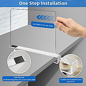 Aolloa 6 PCS Shelf Dividers for Closet Organization Acrylic Clear Closet Shelf Divider for Wooden Shelving Suitable for Wooden or Vertical Shelves Or Bedroom, Kitchen and Office