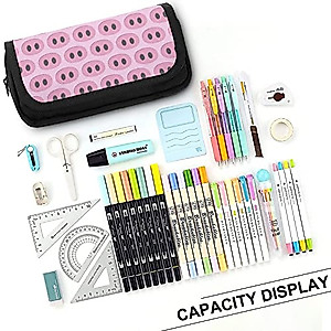 Pig Nose Pattern Pencil Case with Two Large Compartments Pocket Big Capacity Storage Pouch Pencil Bag for School Teen Adult