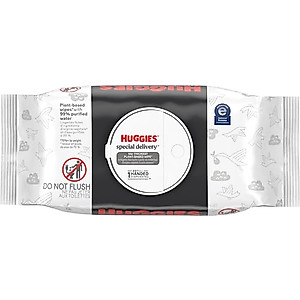Hypoallergenic Baby Wipes, Unscented, Huggies Special Delivery Baby Diaper Wipes, Safe for Sensitive Skin, 99% Purified Water, 6 Push Button Packs (336 Wipes Total), 56 Count (Pack of 6)