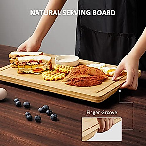 Bamboo Cutting Board Set, Wood Cutting Boards for Kitchen, Chopping Board Set with Juice Groove, Heavy Duty Charcuterie Boards for Meat (Butcher Block) Cheese, Large Cutting Boards (5-Pieces)
