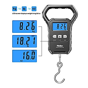 Fish Scale, Meilen 110lb/50kg Luggage Scale Hanging Scale Fishing Scale with Backlit LCD Display, Luggage Scales for Suitcase with Large Handle, Digital Postal Scale Fishing Gifts for Men