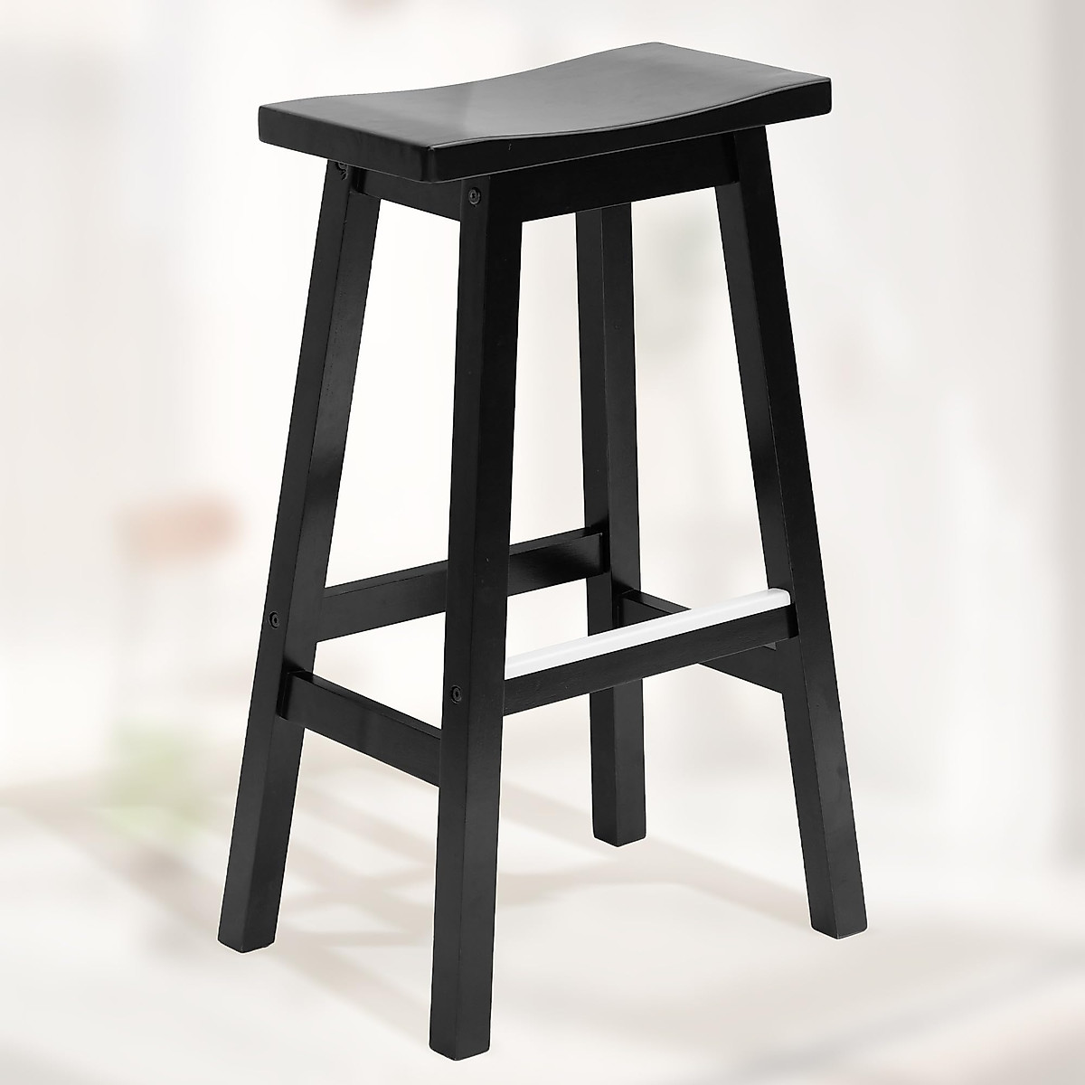 Bar Stools Set of 2, 30 Inch Counter Height Bar Stools with Footrest, Solid Wooden Frame Bar Stools for Kitchen Counter, Backless Farmhouse Bar Stool Counter Stool, Breakfast Barstool Set of 2