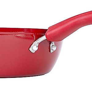 Bialetti Aeternum Nonstick White Ceramic Cookware, 12" Covered Lid Saute Pan, Red & White