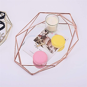 OurHommie Decorative Tray Rose Gold Mirror Jewelry Tray Organizer Rectangle can Hold Cosmetics Makeup Perfume Magazine, Luxury Birthday Day Gift for Girls Women