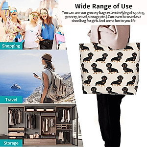 Wiener Dog Fabric Doxie Dachshund Weiner Dog Pet Dogs Waterproof Tote Bag Women Large Capacity Shoulder Grocery Shopping Bags