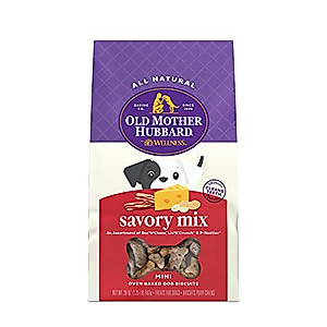 Old Mother Hubbard by Wellness Classic Savory Mix Natural Dog Treats, Crunchy Oven-Baked Biscuits, Ideal for Training, Mini Size, 20 ounce bag